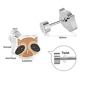 20g Welsh Corgi Raccoon Penguin Tiny Small Stud Earrings for Women Cartilage Tragus Sensitive Ear Flat Back Cute Stainless Steel Dog Animal Studs Hypoallergenic Sleeper Huggie Piercing Post Fashion Jewelry Gifts Bff Birthday Daughter Xmas 3 Pairs Set