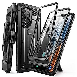 SUPCASE Unicorn Beetle Pro Case for Samsung Galaxy S23 Ultra 5G (2023), [Extra Front Frame] Full-Body Dual Layer Rugged Belt-Clip & Kickstand Case with Built-in Screen Protector (Black)