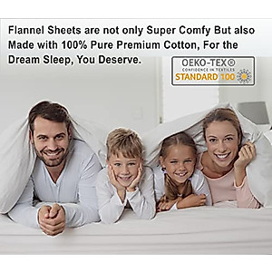 RUVANTI Flannel Sheets King Size - 100% Cotton Brushed Flannel Bed Sheet Sets - Deep Pockets 16 Inches (fits up to 18") - All Seasons Breathable & Super Soft - Warm & Cozy - 4 Pcs - Brown Deer