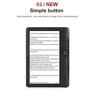 DAUERHAFT Portable E Reader, 380MHz Speed Protective Case Button Operation HD 800x480 E Reader Devices for TXT for EPUB for PDF(#2)