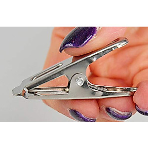 Home-X 10 Pack Stainless Steel Clothespin & Utility Clip Multi-Purpose Stainless Steel Clips, Cord Clothes Pins Utility Clips Clamps Darkroom Photoclips-1.5 Inch