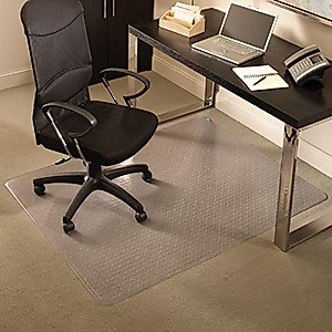 Chair Mat for Medium Pile Carpet, 60"x72" Rectangle, Clear Vinyl Beveled Edge, Clear