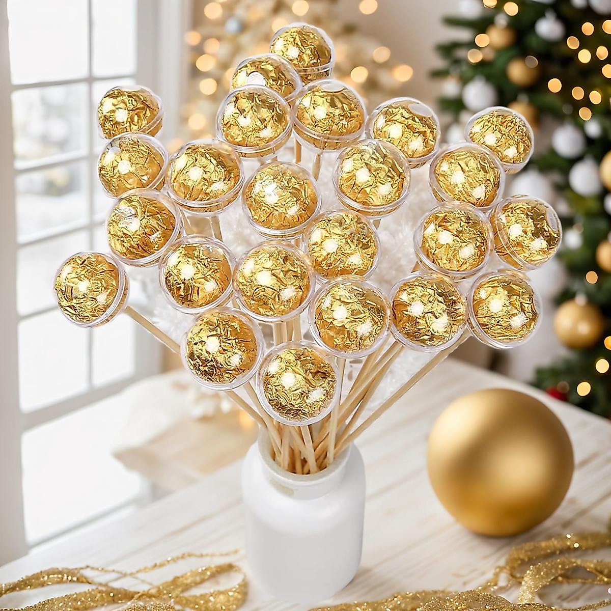 100Pcs Clear Chocolate Holder Balls Transparent Chocolate Holder Acrylic Candy Holder for Bouquet DIY Craft for Birthday Wedding Christmas Party Favors