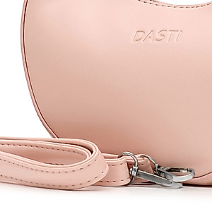 DASTI Half Moon Inspired By Designer Small Pink Purse Convertable Trendy Top Round Handle Side Bag For Women Vegan Leather Hobo Fashionable Chic