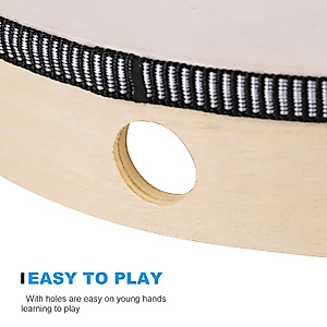 Tambourine for Adults Wooden Tambourine Hand Held Drum Bell Birch Metal Jingles Percussion Percussion Gift Musical Educational Instrument for Church Party(6 inch)