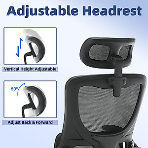 Westice Ergonomic Office Chair, Executive Mesh Office Chair with Flip up Arms & Adjustable Height, Comfortable High Back Swivel Computer Desk Chairs with Lumbar & Back Support, Black