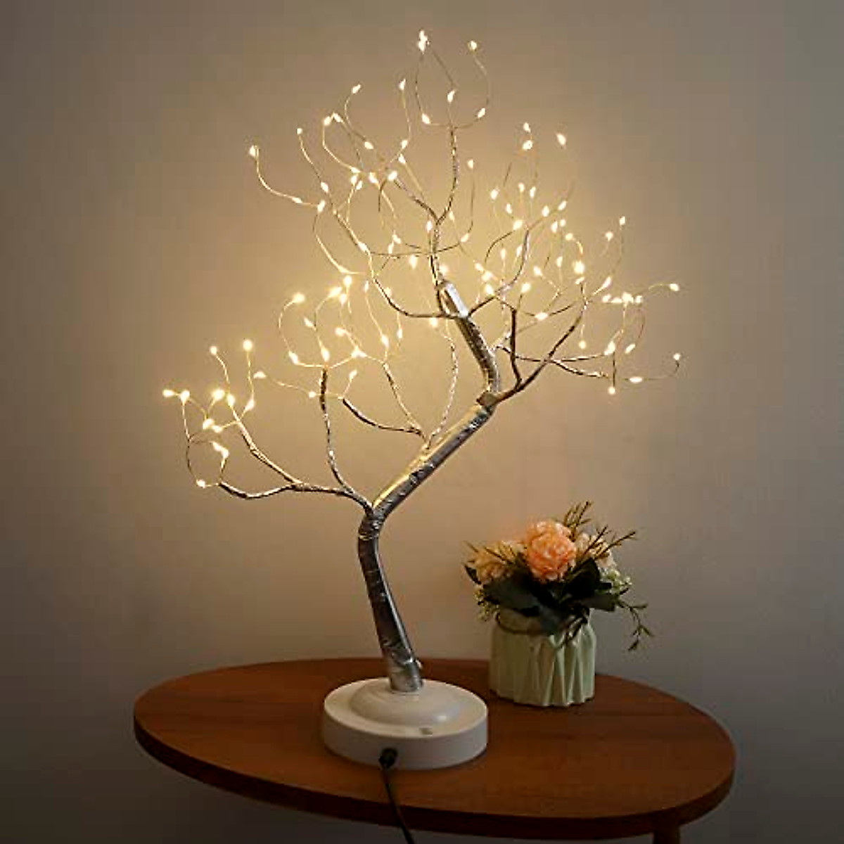 Tabletop Bonsai Tree Light 108 LED Copper Wire Tree Lamp Fairy Spirit Night Light,Battery/USB Operated,6h Timer Adjustable Branches Halloween Christmas for Home Decoration and Gift (Warm White)