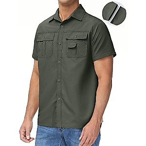 TACVASEN Outdoor Sport Military Tactical Battle Ripstop Long Sleeve Shirt for Men Army Green,X-Large