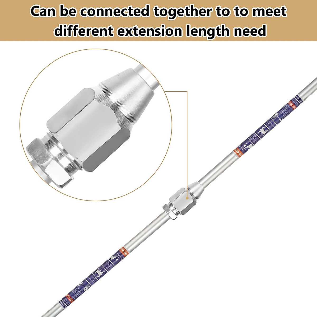 JMIATRY 3 Packs Airless Paint Sprayer Extension, 3 Size Paint Sprayer Extension Wand with Red Guard, Paint Sprayer Extension Pole for Airless Sprayers (8 inch / 12 inch / 15 inch)