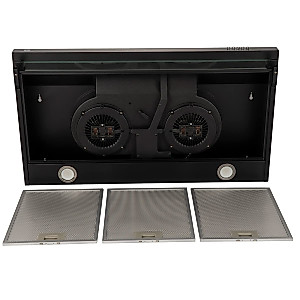 HTH HTHomeprod 36 Inch Under Cabinet Range Hood Stainless Steel Kitchen Stove Vent 3 Speeds Exhaust Fan Black Color