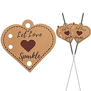 100PCS Kraft Wedding Sparkler Tags, “Let Love Sparkle” Rustic Heart Shape Sparkler Sleeves with Match Striker Strips for Weddings Send-Off, Anniversary, Parties, Graduation, Birthday, Engagement Event