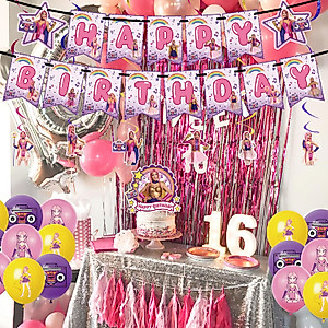Generic 𝐿𝑢𝑙𝑖 𝑃𝑎𝑚𝑝𝑖𝑛 Birthday Party Decorations, Music Themed Birthday Banner Honeycomb Centerpieces Hanging Swirls Cupcake Cake Toppers Party Balloons for Birthday Baby Shower Party Supplies