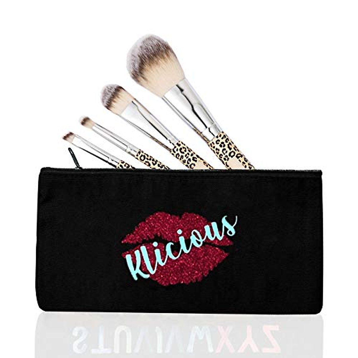 12 Pieces Blank Canvas Zipper Bags, 8.26 x 4.9 inch Multipurpose Makeup Bags for Vinyl DIY Crafts, Party Gift, Pencil Bag, Travel Toiletry Pouch (M, Black)