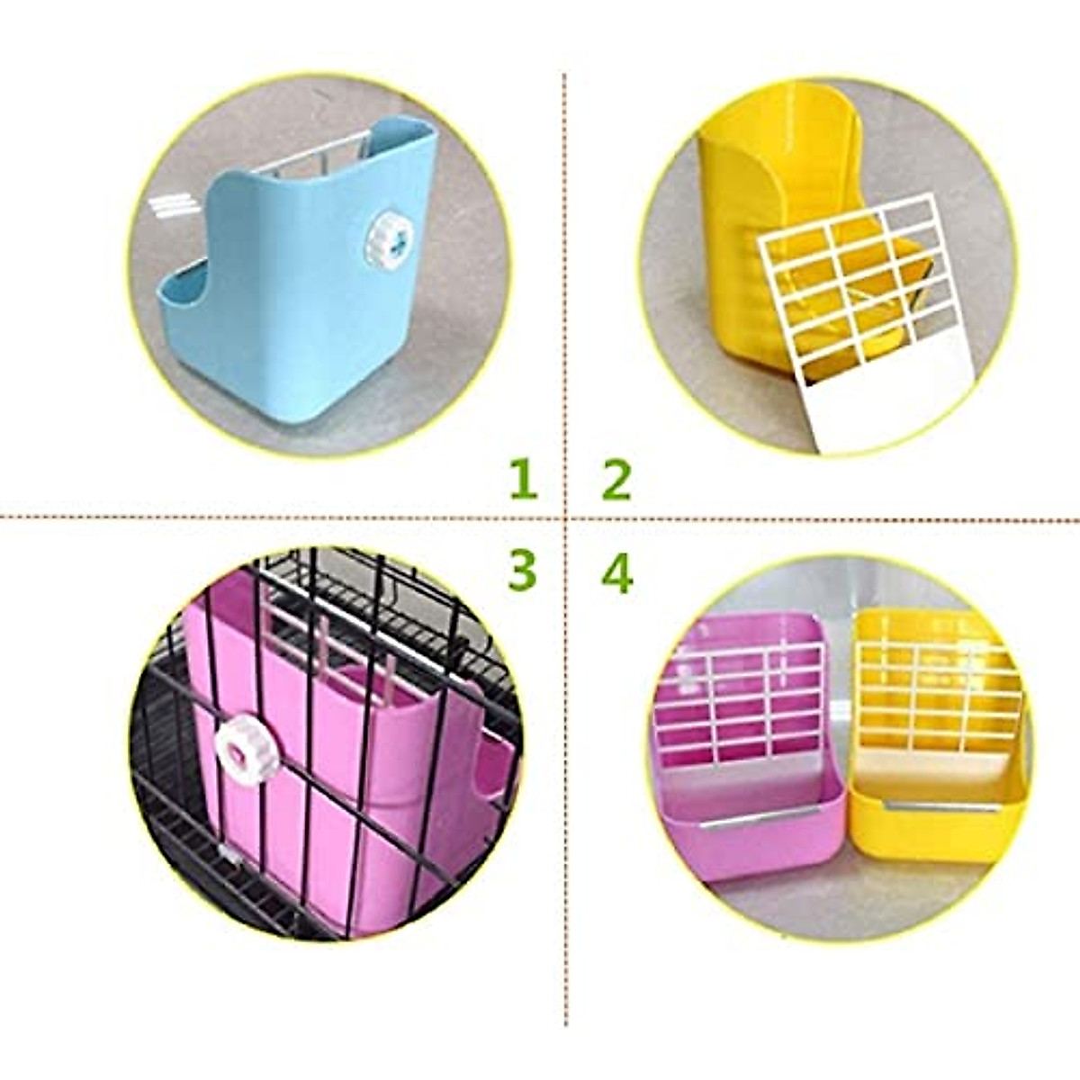 2 in 1 Food Hay Feeder for Guinea Pig, Rabbit, Indoor Hay Feeder for Guinea Piggies, Bunnies, Chinchilla, Feeder Bowls for Grass and Food, Pink