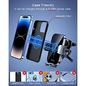 𝟮𝟬𝟮𝟯 𝗡𝗲𝘄 Weetla Wireless Car Charger,Charging Auto-Alignment, Air Vent 360° Adjustable Auto-Clamping Car Phone Holder Mount Wireless Charging for iPhone 15/14/13/12/11/Pro Max (Gray)