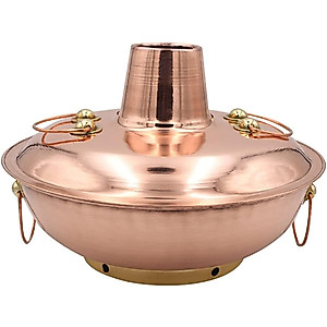 Chafing Dishes Red Copper Thickened Hot Pot, Gas Copper Hot Pot, Hot Pot Chicken Bullfrog Copper Pot for Household and Commercial Use (Color : Brass, Size : 26cm)