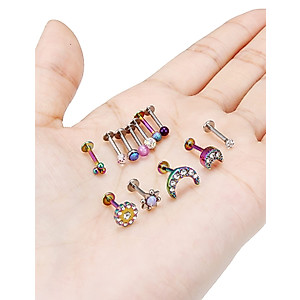 Pnsgisr 16g Cartilage Tragus Forward Helix Conch Earring Piercing Jewelry Lip Rings Medusa Labret Monroe for Women 16 Gauge Surgical Steel Flat Back Cartlidge Snake Bite Snakebite Philtrum Ashley Stud