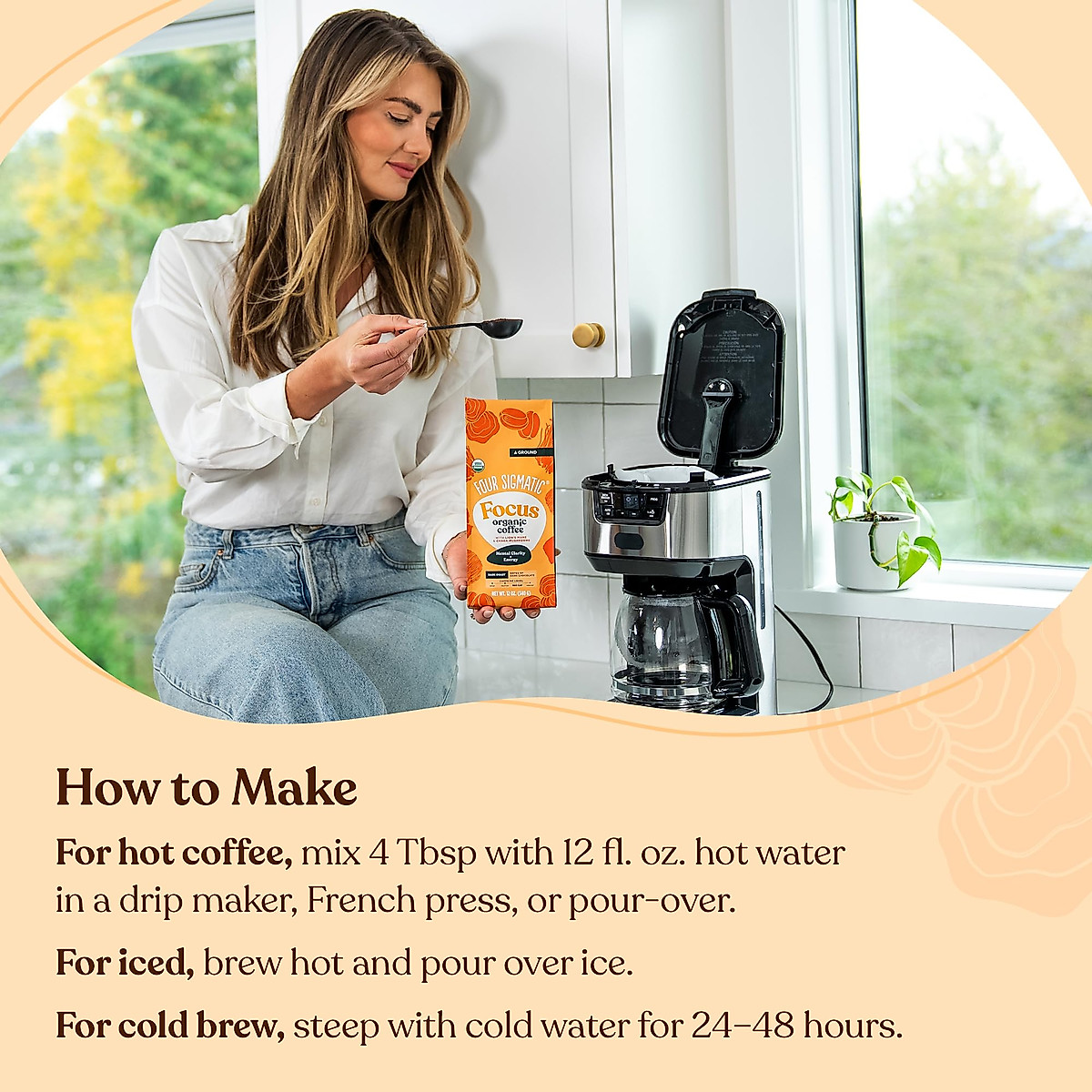 Organic Mushroom Ground Coffee by Four Sigmatic | Dark Roast, Fair Trade Gourmet Coffee with Lion's Mane, Chaga & Mushroom Powder | Immune Boosting Coffee for Focus & Immune Support | 12oz Bag