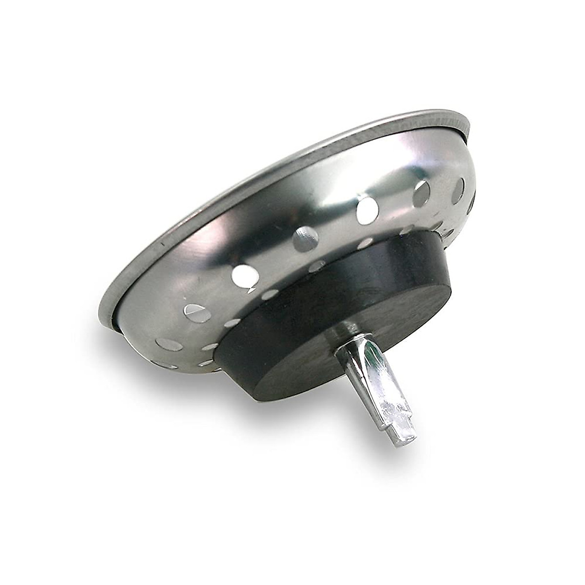 Highcraft 97333O Kitchen Sink Basket Strainer Replacement for Standard Drains (3-1/2 Inch) Chrome Plated Stainless Steel Body with Rubber Stopper, Single