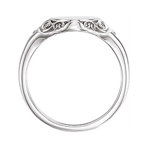 Solid 925 Sterling Silver 13x9mm Oval Engravable Signet Ring Band - Size 7