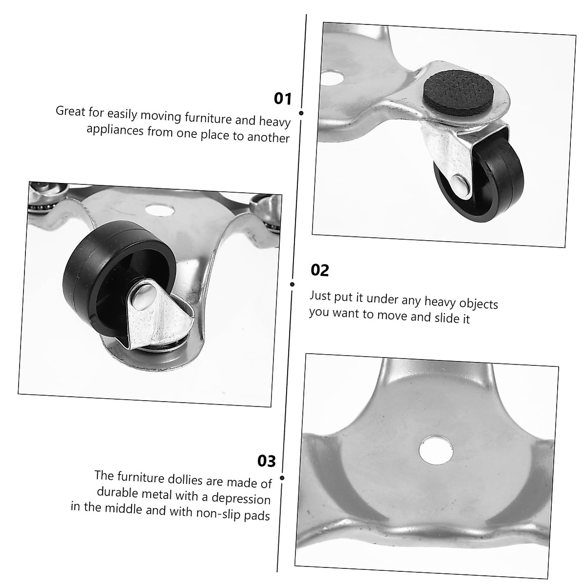 3pcs 3 Mover Moving Furniture Tool Moving Furniture Dolly Steel Tri-dolly Moving Appliances Dolly Tool 3 Wheel Furniture Dolly Triangle Dolly Swivel Caster