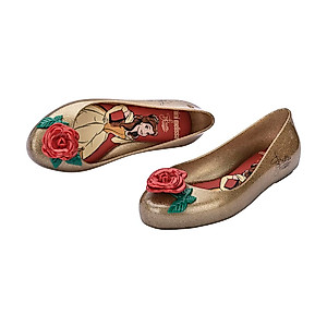 mini melissa Sweet Love + Disney Princess Ballet Flats for Kids, Beauty and The Beast, 3