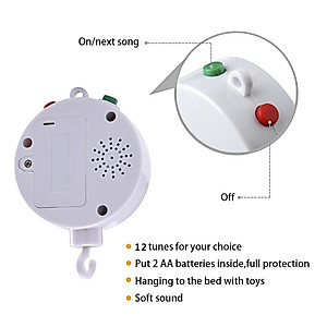 HLEEDUO Baby Mobile Motor 12 Lullabies Battery Operated, Baby Music Mobile, Crib Mobile Motor, Baby Music Box Spinner