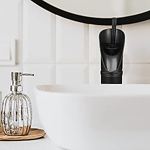 DOITOOL 1 Set Black Faucet Bathroom Sink Faucet Bathroom Faucets Waterfall Bath Mixer Tap Faucet for Bathroom Sink Bathroom Water Tap Lavatory Basin Faucet Dressing Table Copper Tub