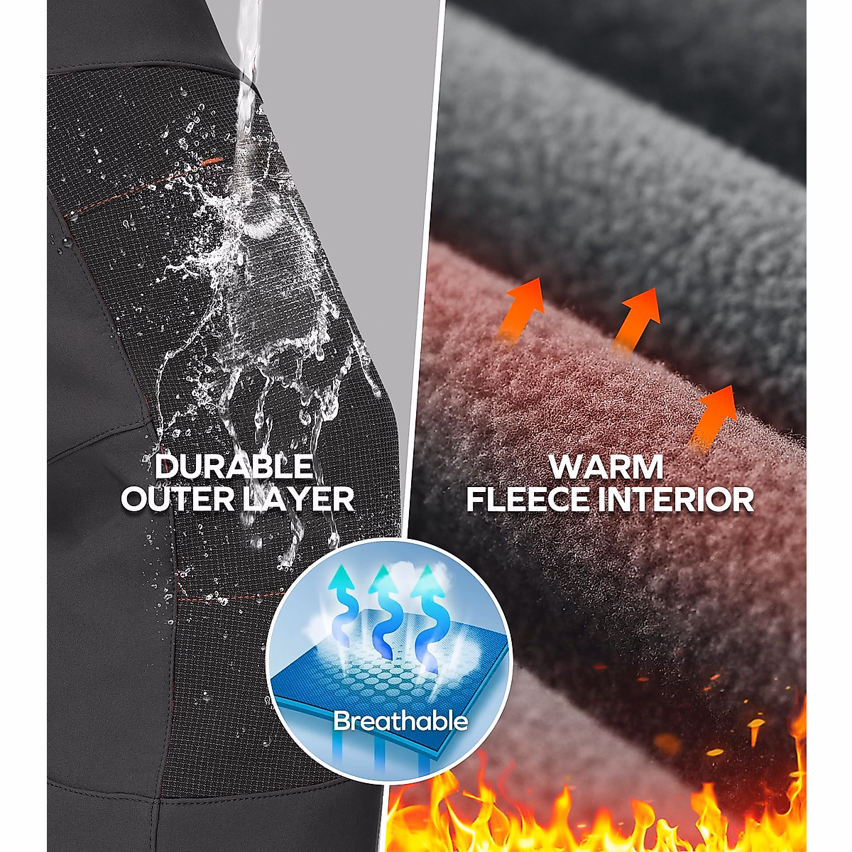 Ewedoos Snow Pants Womens Ski Pants Waterproof Insulate Softhell Fleece Lined Winter Hiking Snowboard Zipper Bottom Leg Black