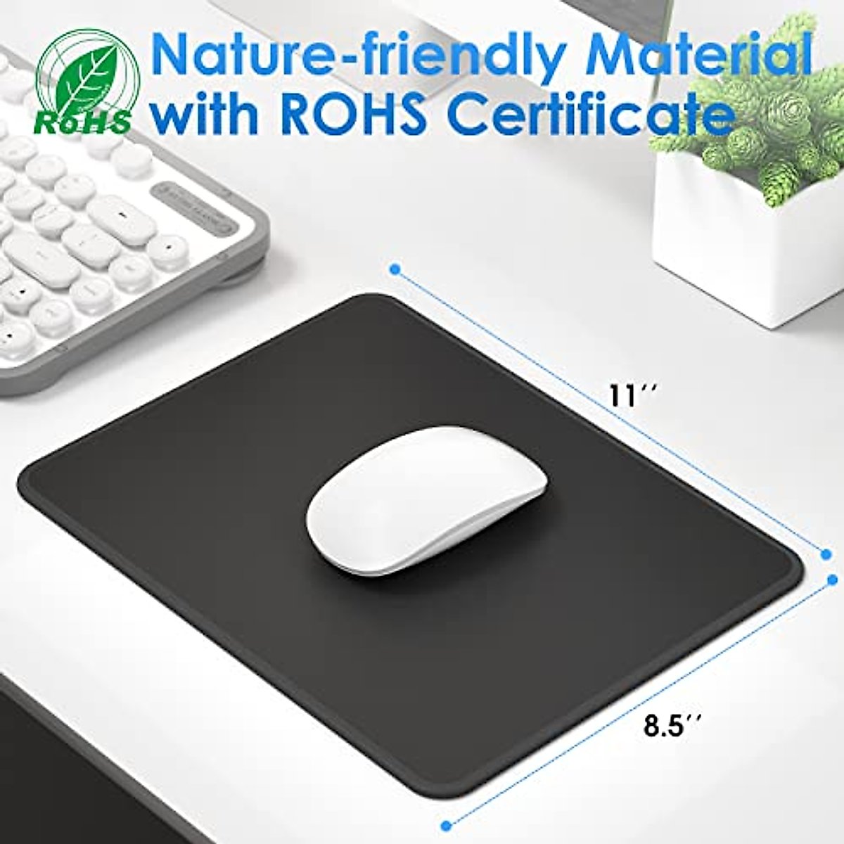 KTRIO 10 Pack Mouse Pad, Small Mouse Pads with Stitched Edges, [30% Larger] Mousepads Bulk Non-Slip Rubber Base, Waterproof Mouse Pad for Computers, Gaming, Office & Home, 11 x 8.5 x 0.12in, Black