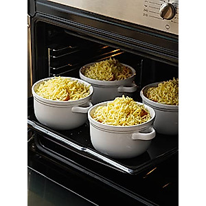 LE TAUCI Soup Bowls With Handles 28 Ounce, French Onion Soup Bowl for Chili, Beef Stew, Cereal, Ceramic Soup Crocks oven Safe, Microwave Dishwasher Safe - 5.5 inch, Set of 4, White