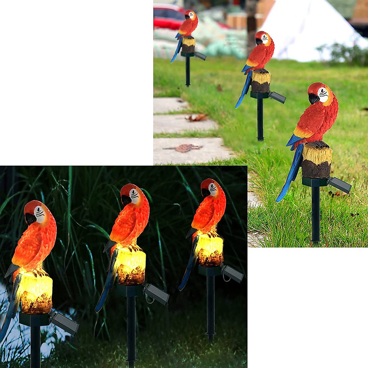 BADUS Solar LED Lights Garden Decor Parrot Statue Light Outdoor Decoration Garden Lawn Landscape Light Porch Yard Outside