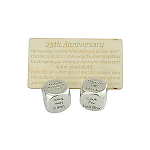 25 Year Anniversary Metal Date Night Dice - Create a Unique 25th Anniversary Date Night