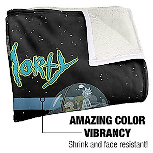 Rick and Morty Rick and Morty in Space Silky Touch Sherpa Back Super Soft Throw Blanket, Rick and Morty in Space