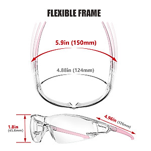 HUNTERSKY HTS S239 Protective Clear pink Small Safety Glasses women youth protecting eyes from wind dust proof night bike riding cycling running