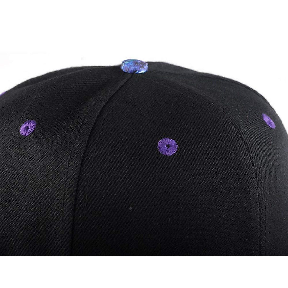 Quanhaigou Purple Galaxy Snapback Hat Unisex Trucker Hat Hip Hop Plaid Flat Bill Brim Adjustable Baseball Cap, Black Purple, One Size
