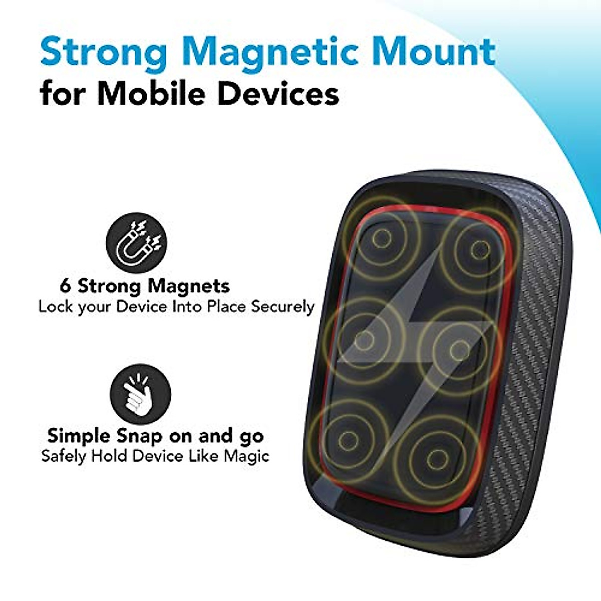 APPS2Car Magnetic Car Phone Holder Mount with 6 Strong Magnets, Windshield Phone Magnetic Holder, Suction Cup Phone Holder for Car, Dashboard Magnet Holder, fit Most Smartphones & Mini Tablets