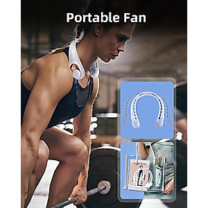 Neck Fan, Personal Fan with LED Display, USB-C Rechargeable, 5200mAh-Battery, 3-Speed Adjustment & Whisper-Quiet Operation, Perfect for Home, Travel, Sports