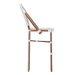 Flash Furniture Lourdes Commercial Grade Bistro Bar Height Stool, Stackable Indoor/Outdoor Dining Stool, 30" High, White/Gray and Bamboo Finish, Set of 2