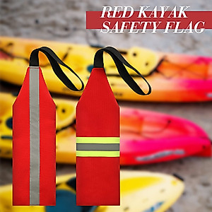 2 Pieces Safety Travel Flag for Kayak Red Canoe Safety Flag with Webbing for Kayak Canoes Towing Warning Flag Safety Accessories Flag Sign Kit Reflective
