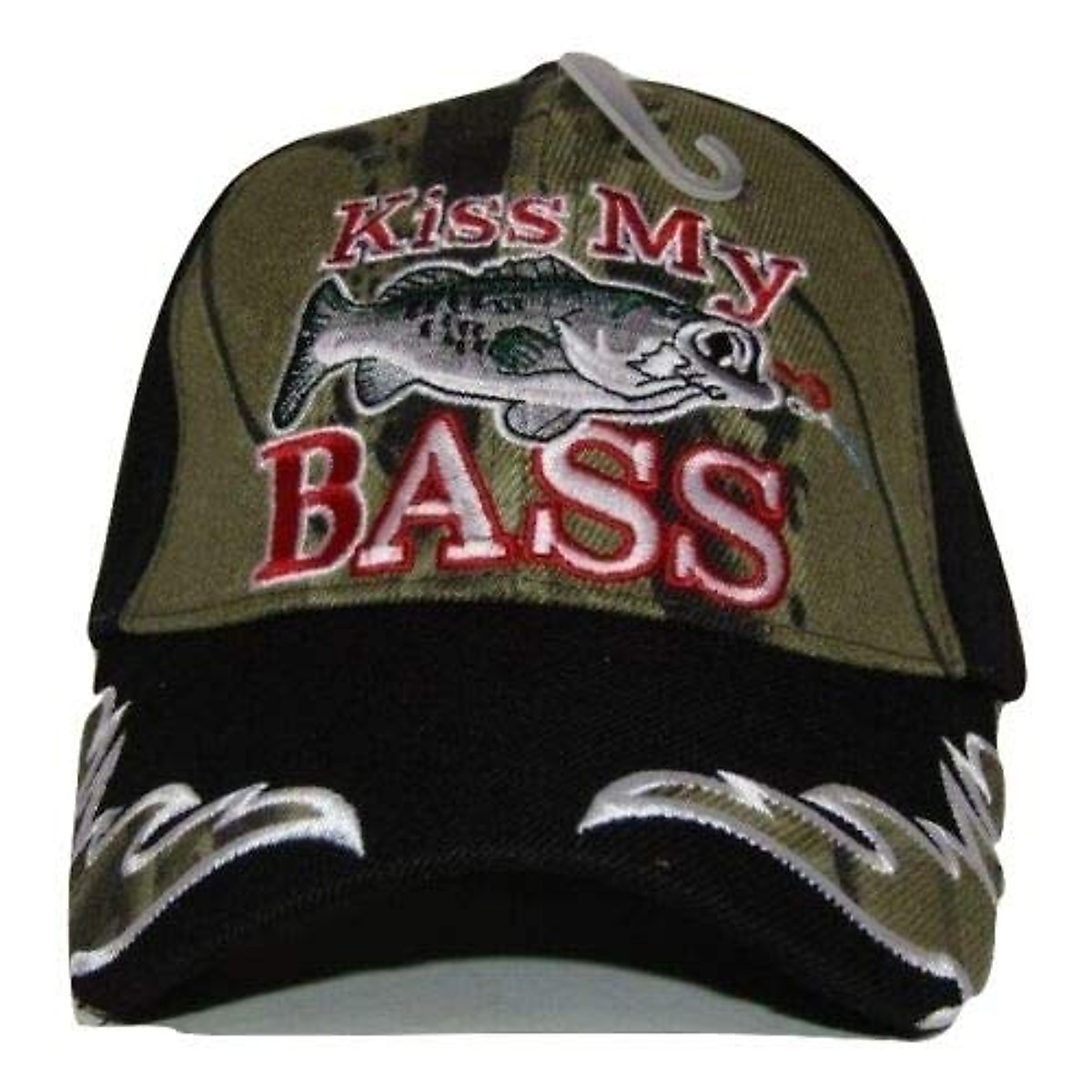 Trade Winds Redneck Hillbilly Kiss My Bass Black/Camo Camouflage Fishing Cap #1 CAP920 Hat