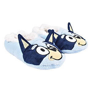 Bluey Girl's 1-Pack Snuggle Toe Plush Footlet Socks Slippers, Blue, Medium/Large