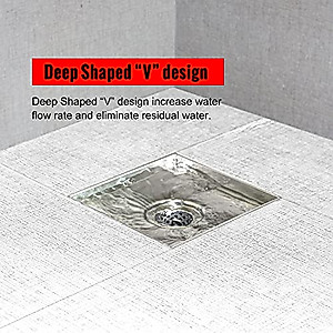 SaniteModar Shower Drain, 6 inch Shower Floor Drain with Shower Drain Base, Tiled Insert 2 in 1 Panel Shower Drain, 304 Stainless Steel Brushed Shower Drain with Hair Strainer and Threaded Adapter