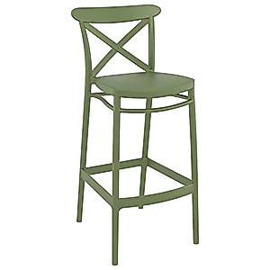 Compamia Cross Indoor Outdoor Bar Stool Olive Green (Set of 2)