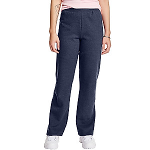 Hanes Women's EcoSmart Petite Open Bottom Leg Sweatpants, Navy Heather, Medium