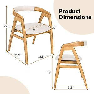 COSTWAY Bamboo Accent Chair, Modern Painted Bamboo Leisure Chair w/Comfy Fiber Cushion, Curved Backrest, Solid Legs, Upholstered Armchair for Living Room, Bedroom, Dining Room, Natural (1)
