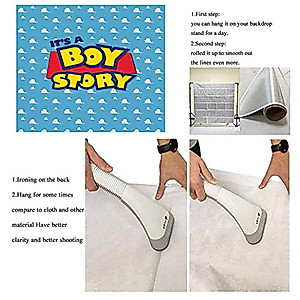 Art Studio It's a Boy Story Backdrop Birthday Party Theme Photo Background Blue Sky White Clouds Photography Backdrops Baby Shower Kids Hero Photo Booth Studio Props Vinyl 6x6ft