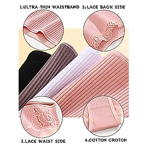 FINETOO Womens Cotton Underwear Sexy Lace Bikini Panties Low Rise Soft Stretch ladies Cotton Cheeky Hipster 4 Pack(4A,M)