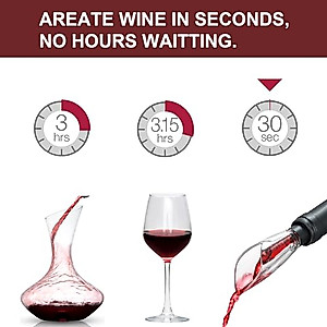 STEETURE Wine Aerator Pourer Spout and Wine Stopper Vacuum Pump, Wine Decanter with Aerator Improved Flavor Enhanced Bouquet Bubbles, Wine Gift Accessories Bottle Corks Saver Sealer No Drip No Spill