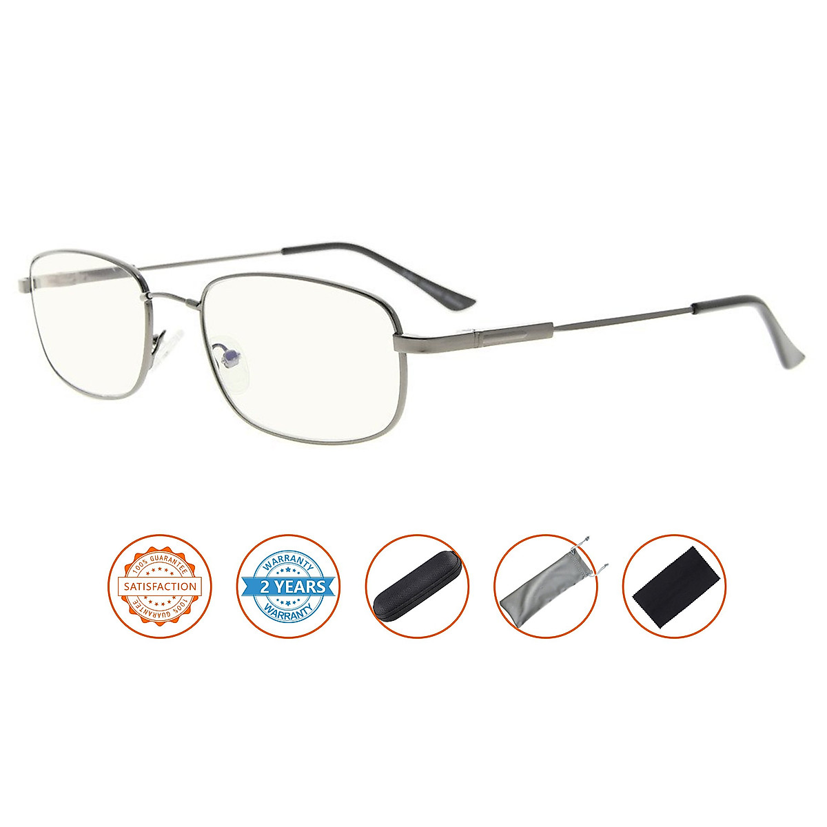 CessBlu Computer Glasses Men Bendable Titanium Reading Eyeglasses Blue Light Filter(Gunmetal) +1.5